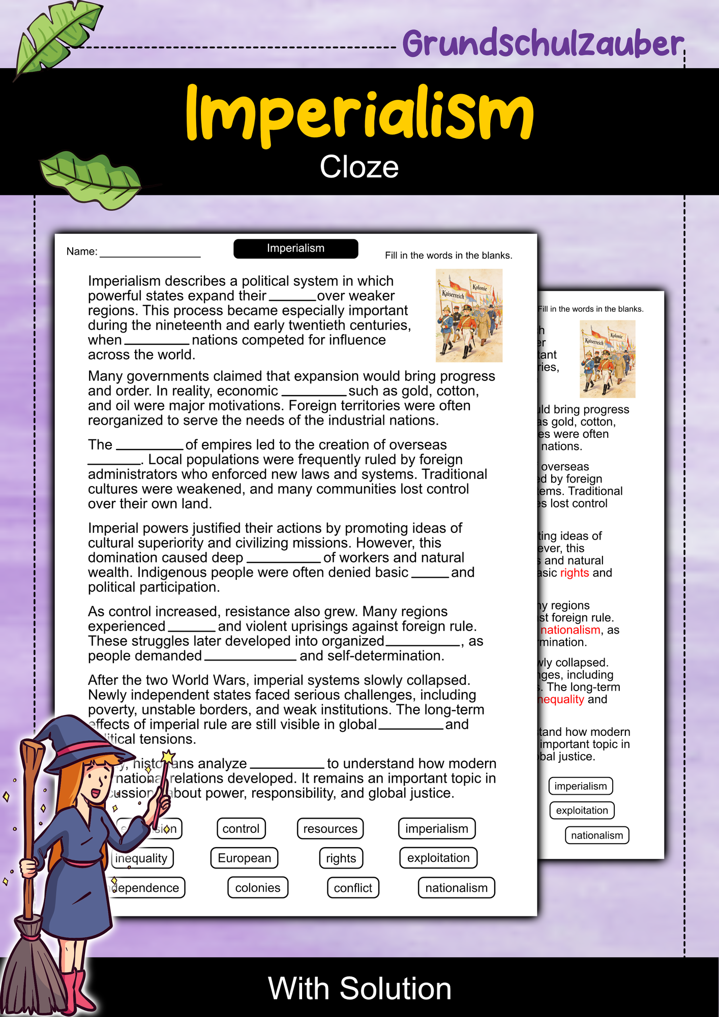 Imperialism | Cloze Worksheet | History & Global Expansion | English ...