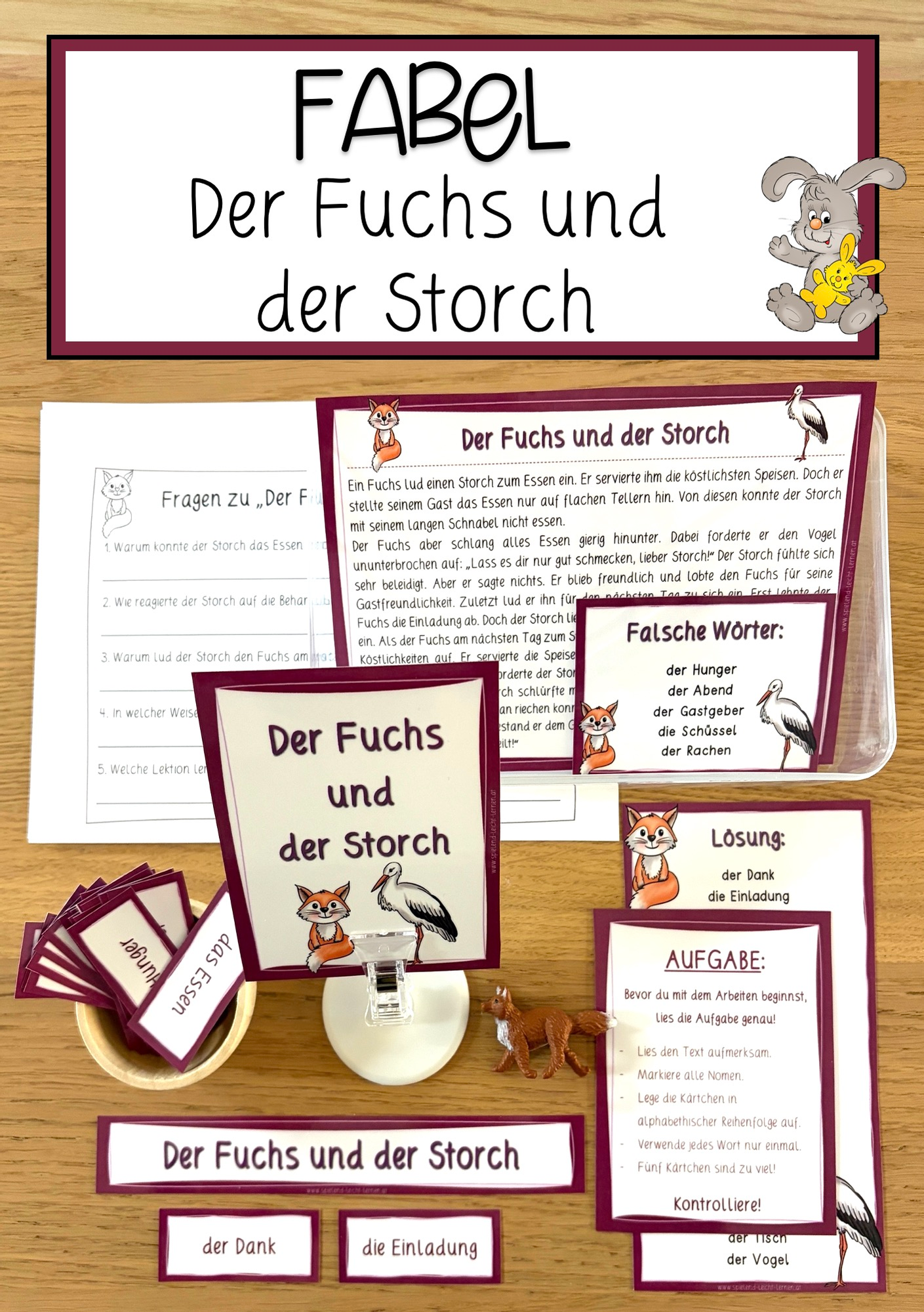Fabel der Fuchs und der Storch – Unterrichtsmaterial im Fach Deutsch