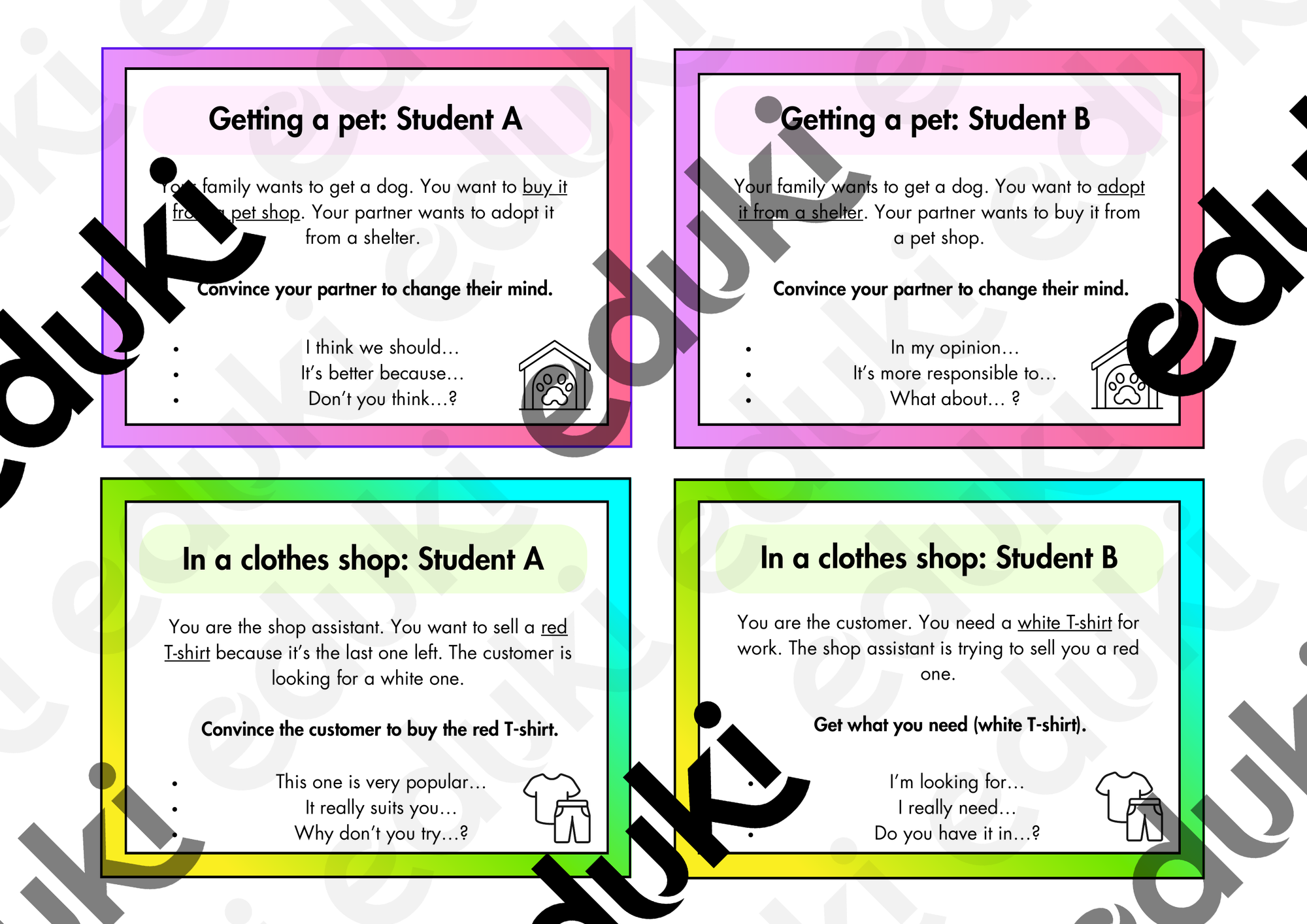 Role Playing Cards - material de la siguiente asignatura Inglés / English