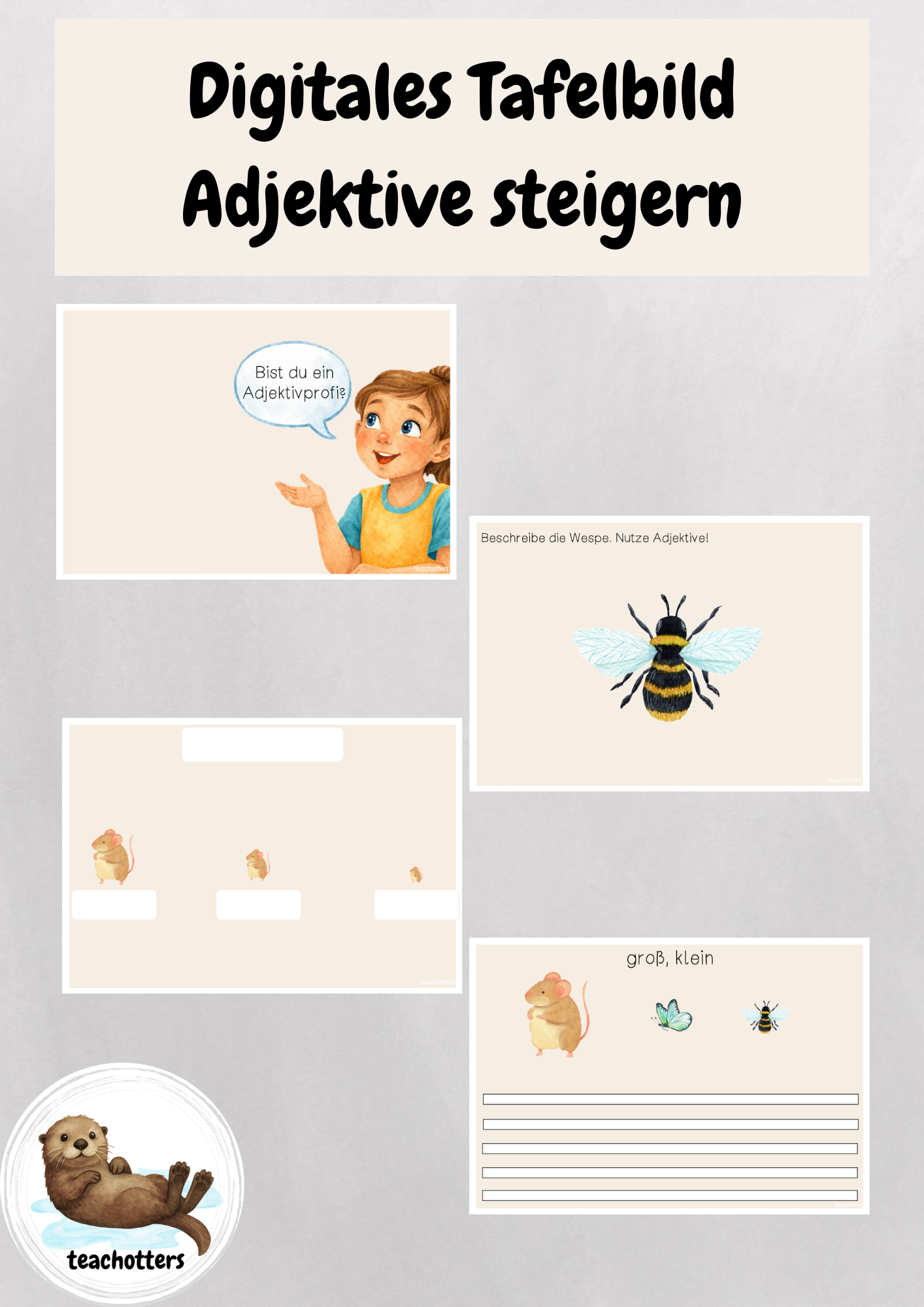 Digitales Tafelbild - Steigerung von Adjektiven (mit Adjektiven ...