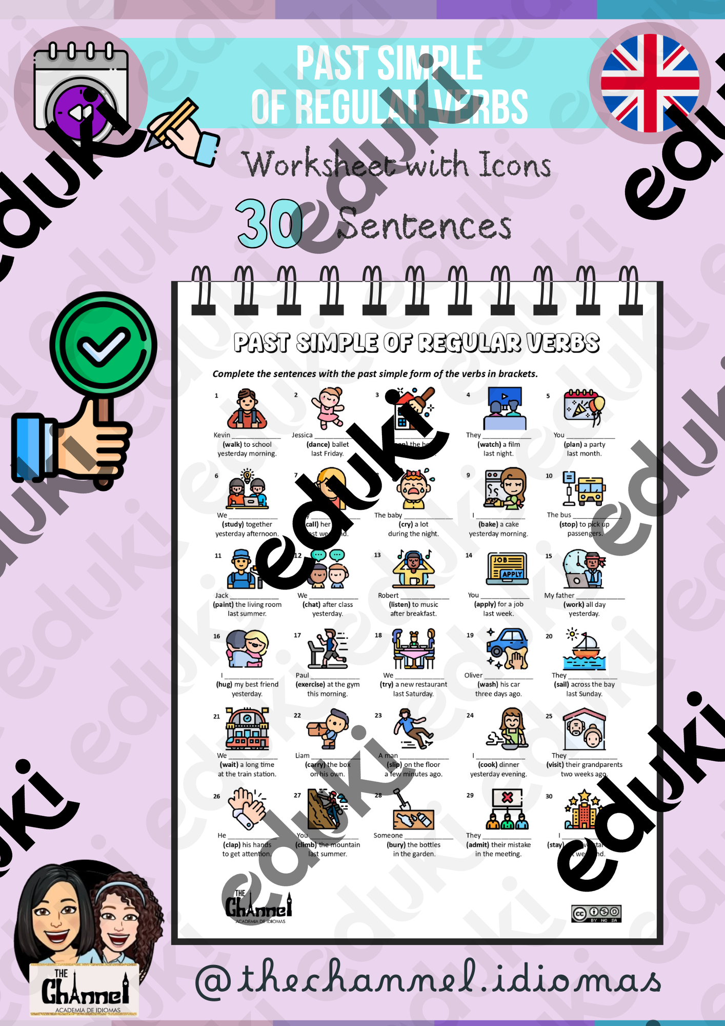 PAST SIMPLE OF REGULAR VERBS – Worksheet with Icons - Ressource ...