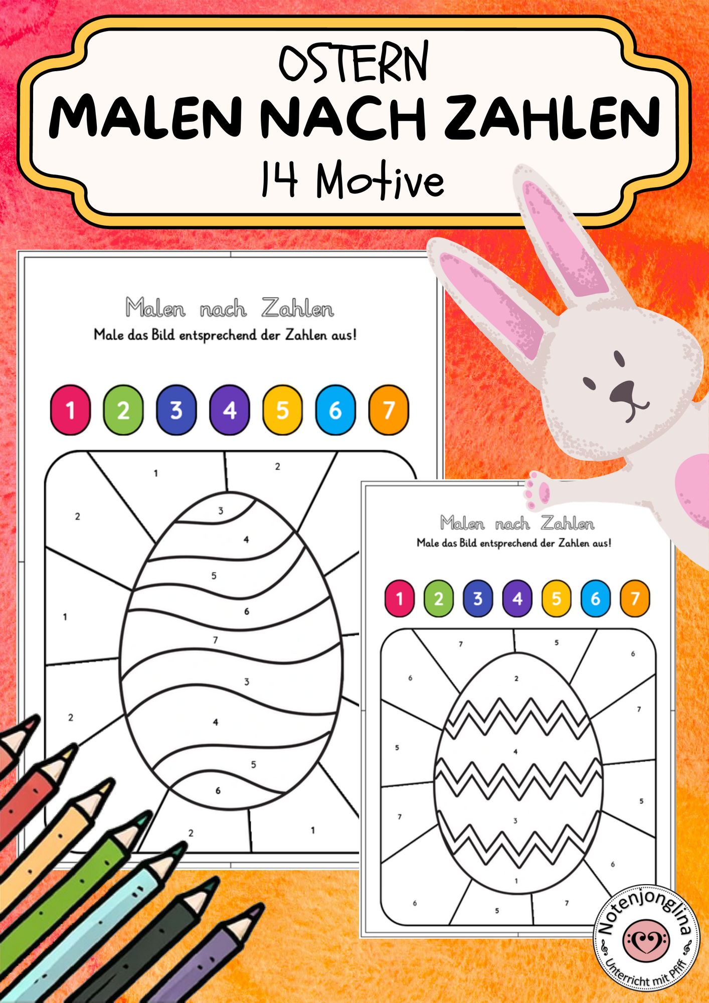 Ostern Malen nach Zahlen Ostern Ausmalbilder – Unterrichtsmaterial in ...