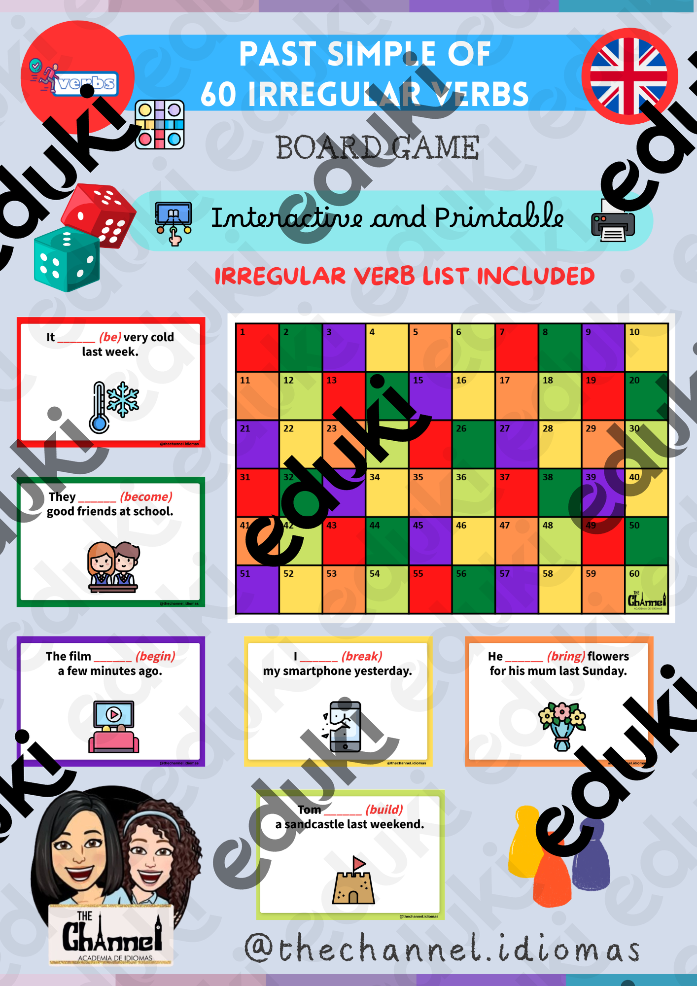PAST SIMPLE OF 60 IRREGULAR VERBS – Board Game & List - Materiale ...