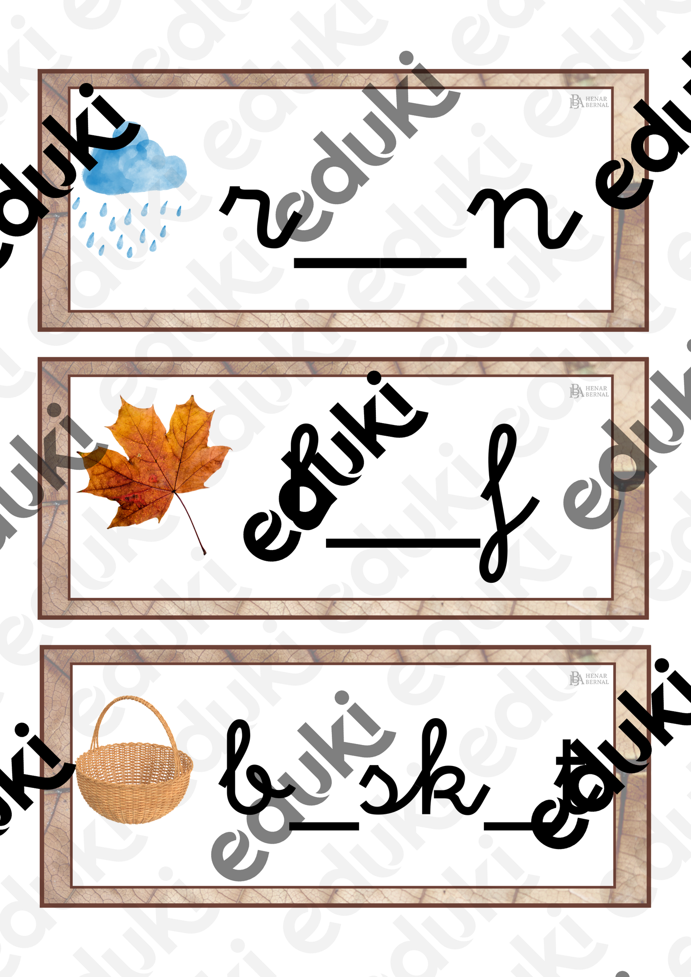 INGLÉS - Grafía de vocales minúscula ligada (otoño) - material ...