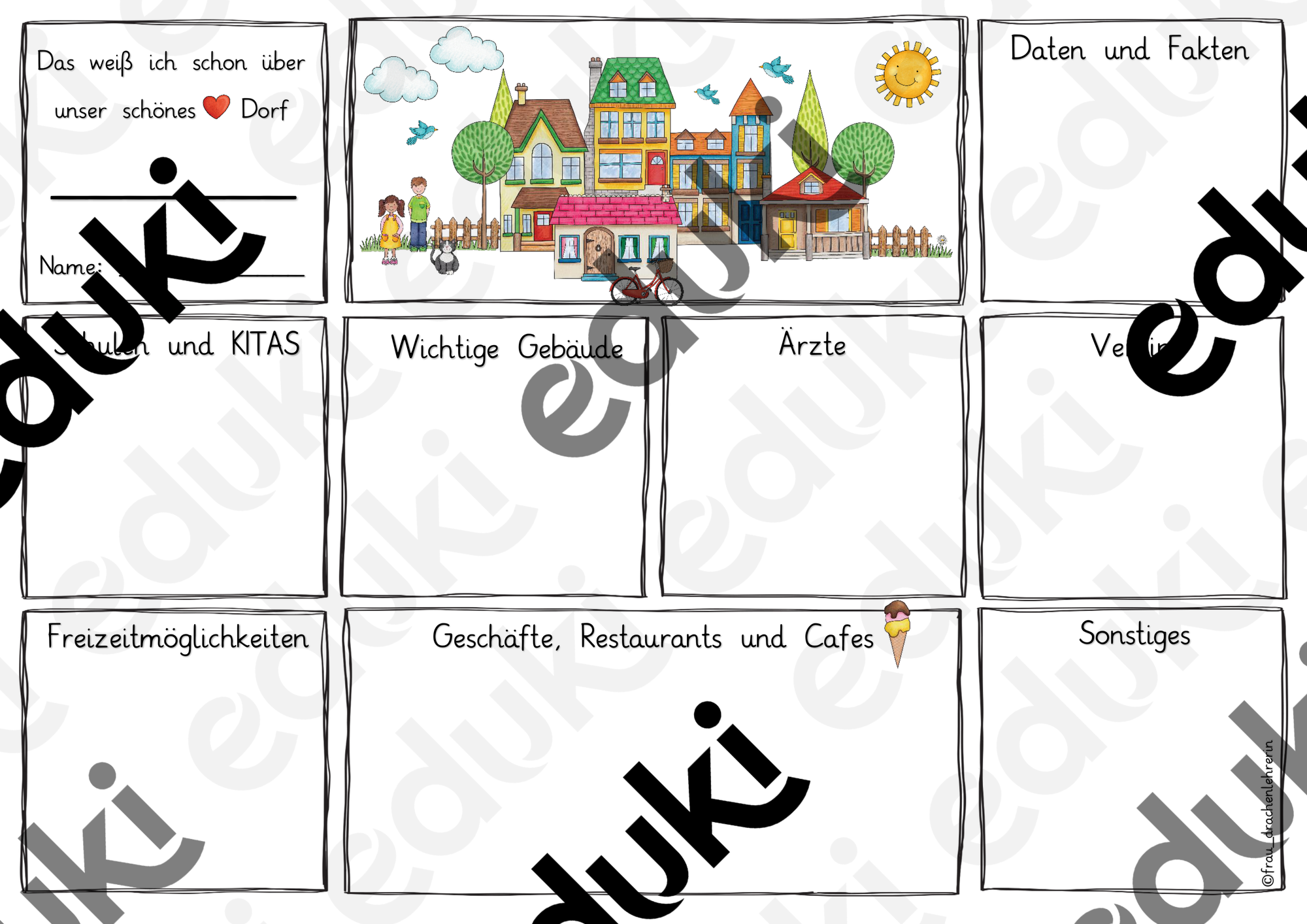 Unser Dorf-Vorwissen aktivieren – Unterrichtsmaterial im Fach Sachunterricht