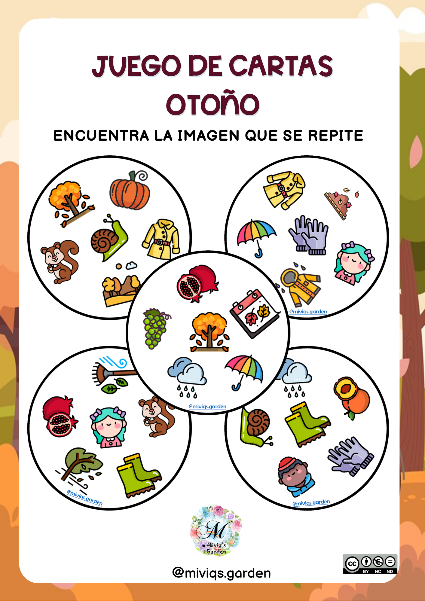 Juego de cartas de Otoño (Matching pairs card game) - material de la ...