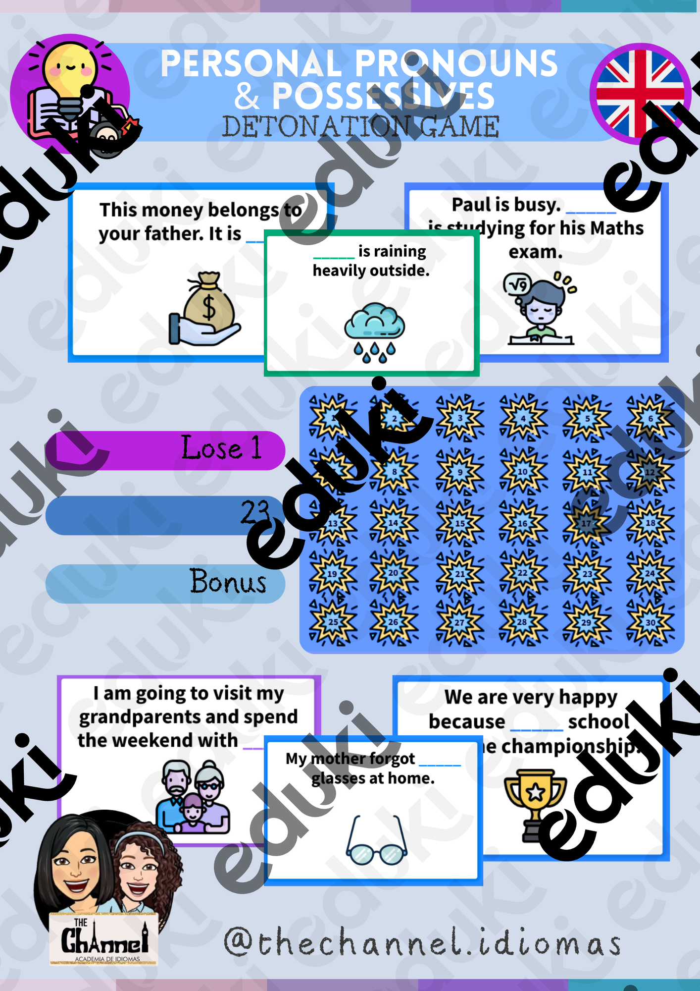 PERSONAL PRONOUNS AND POSSESSIVES – Detonation Game - Ressource ...
