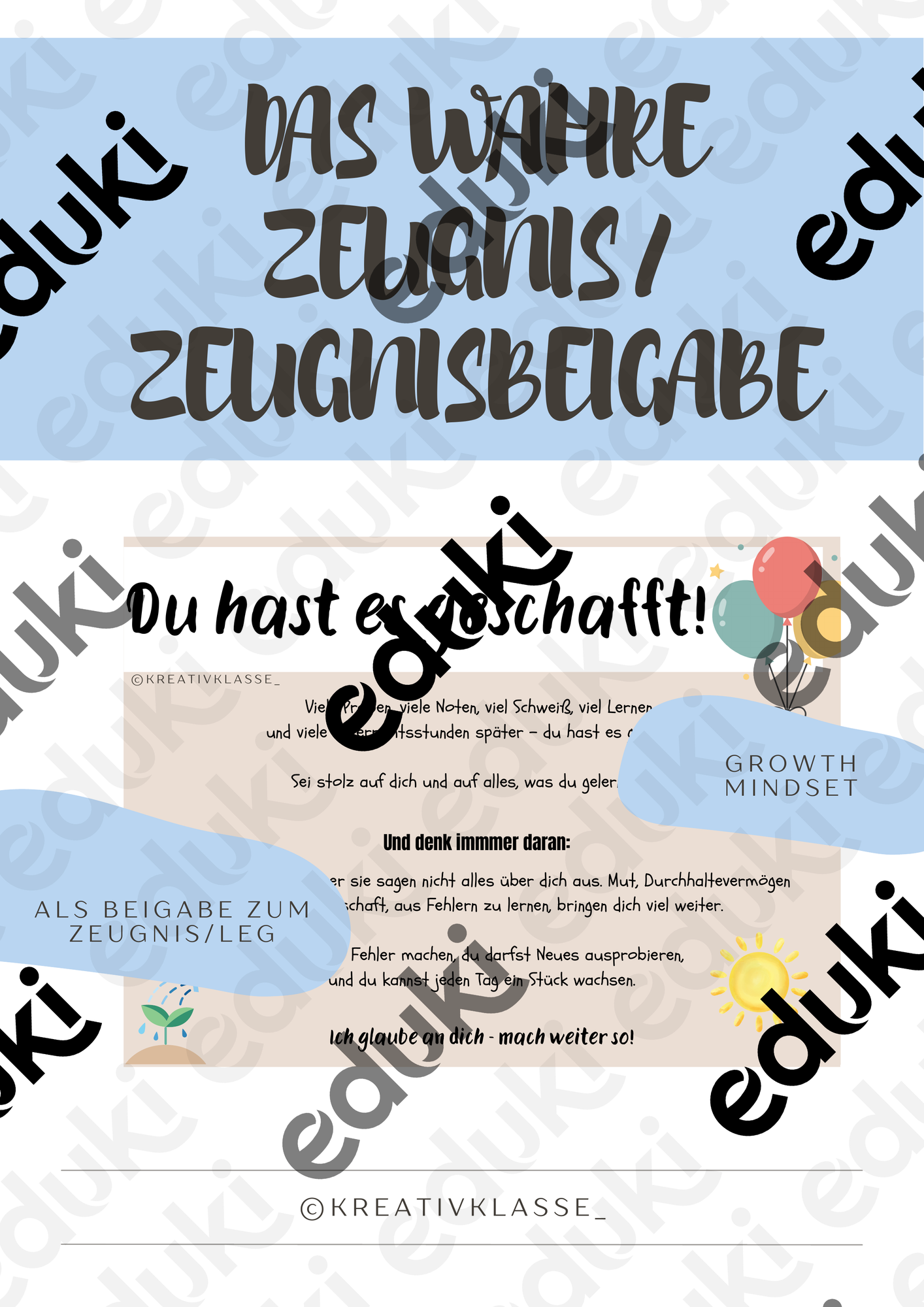 Das wahre Zeugnis / Zeugnisbeigabe – Unterrichtsmaterial im Fach ...