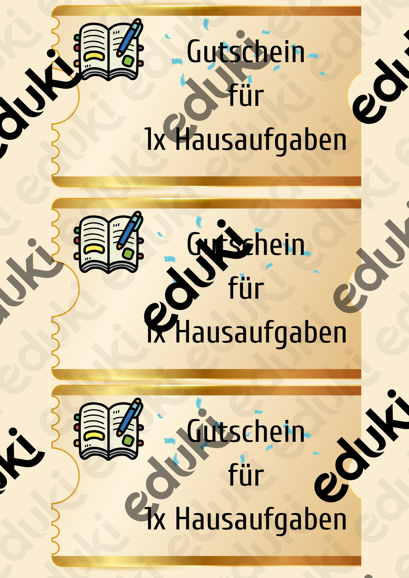 Gutschein für Hausaufgaben, Spielegutschein, Sitzplatz ...