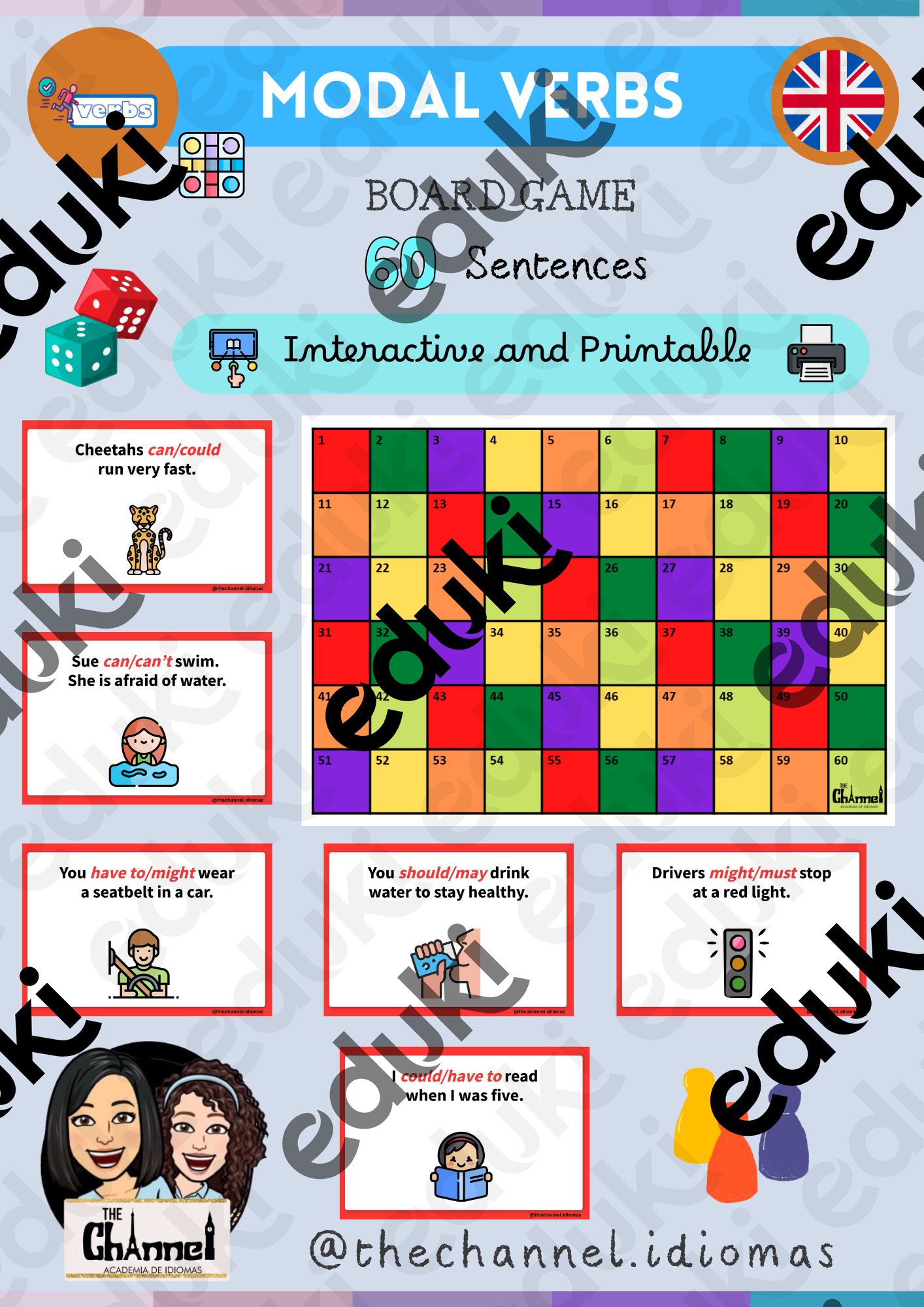 MODAL VERBS – Board Game (60 Sentences) - Materiale didattico per la ...