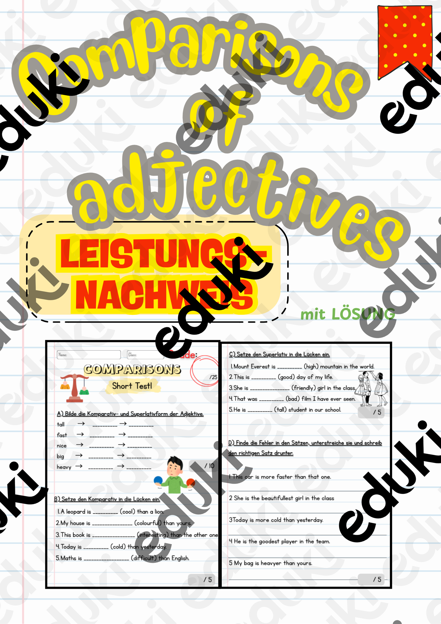 COMPARISONS OF ADJECTIVES - Leistungsnachweis + Lösung ...