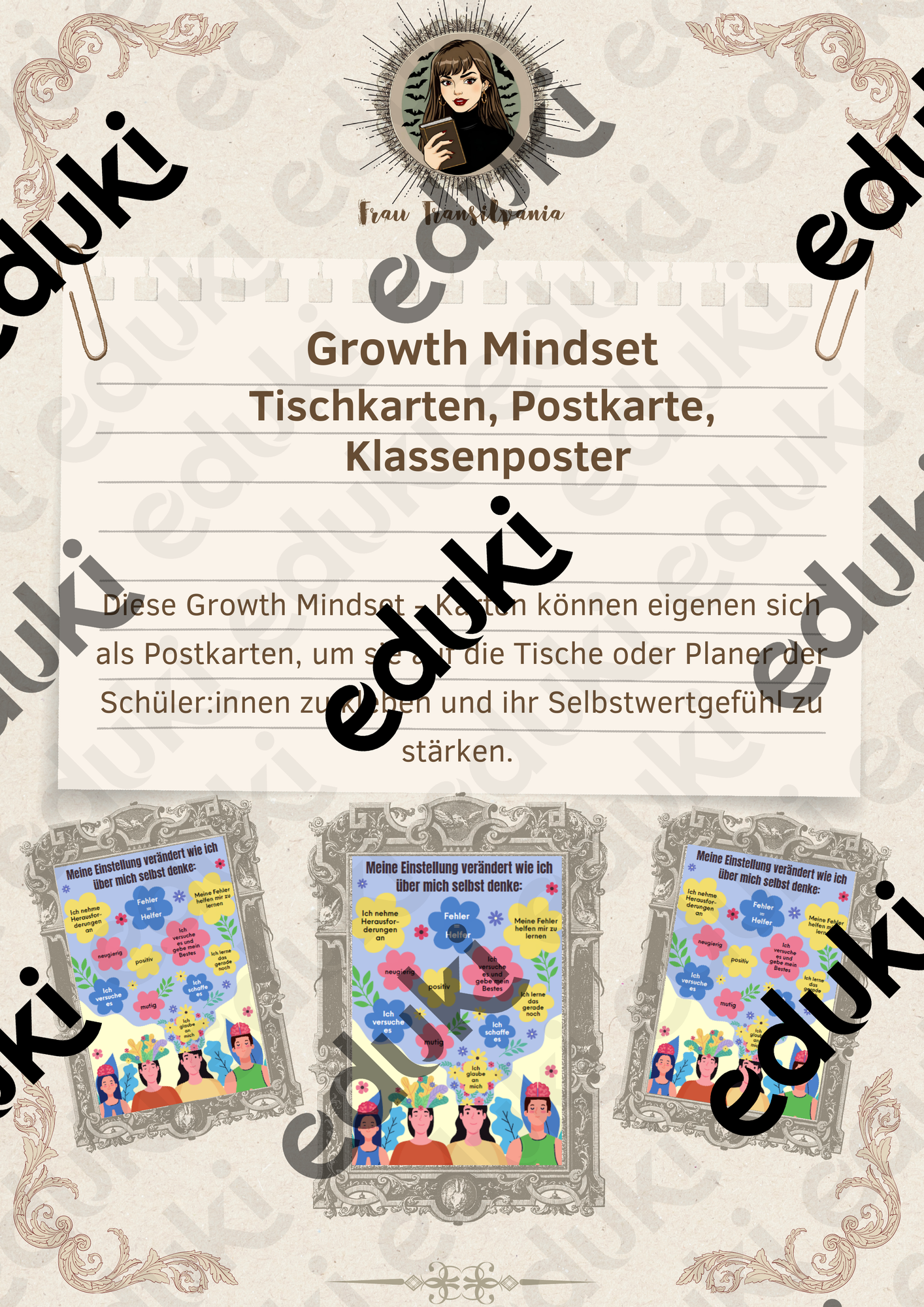 Deckblatt Growth Mindset Postkarte Poster – Unterrichtsmaterial im Fach ...
