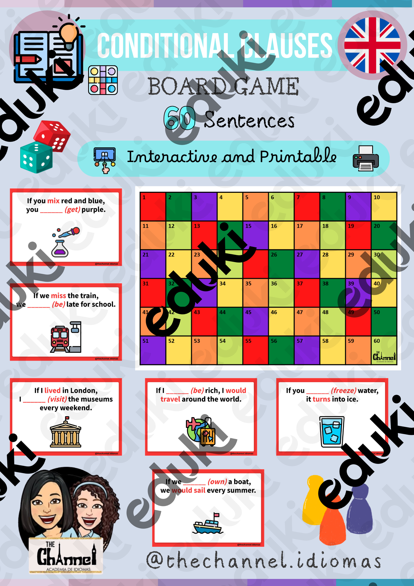 60 CONDITIONAL CLAUSES – Board Game (60 Sentences) - material de la ...
