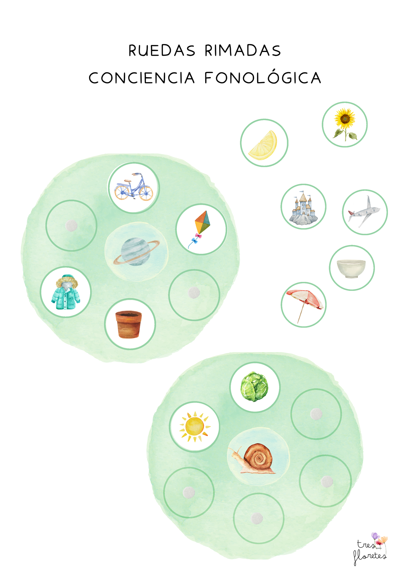 RUEDAS DE RIMAS. CONCIENCIA FONOLÓGICA - material de la siguiente ...