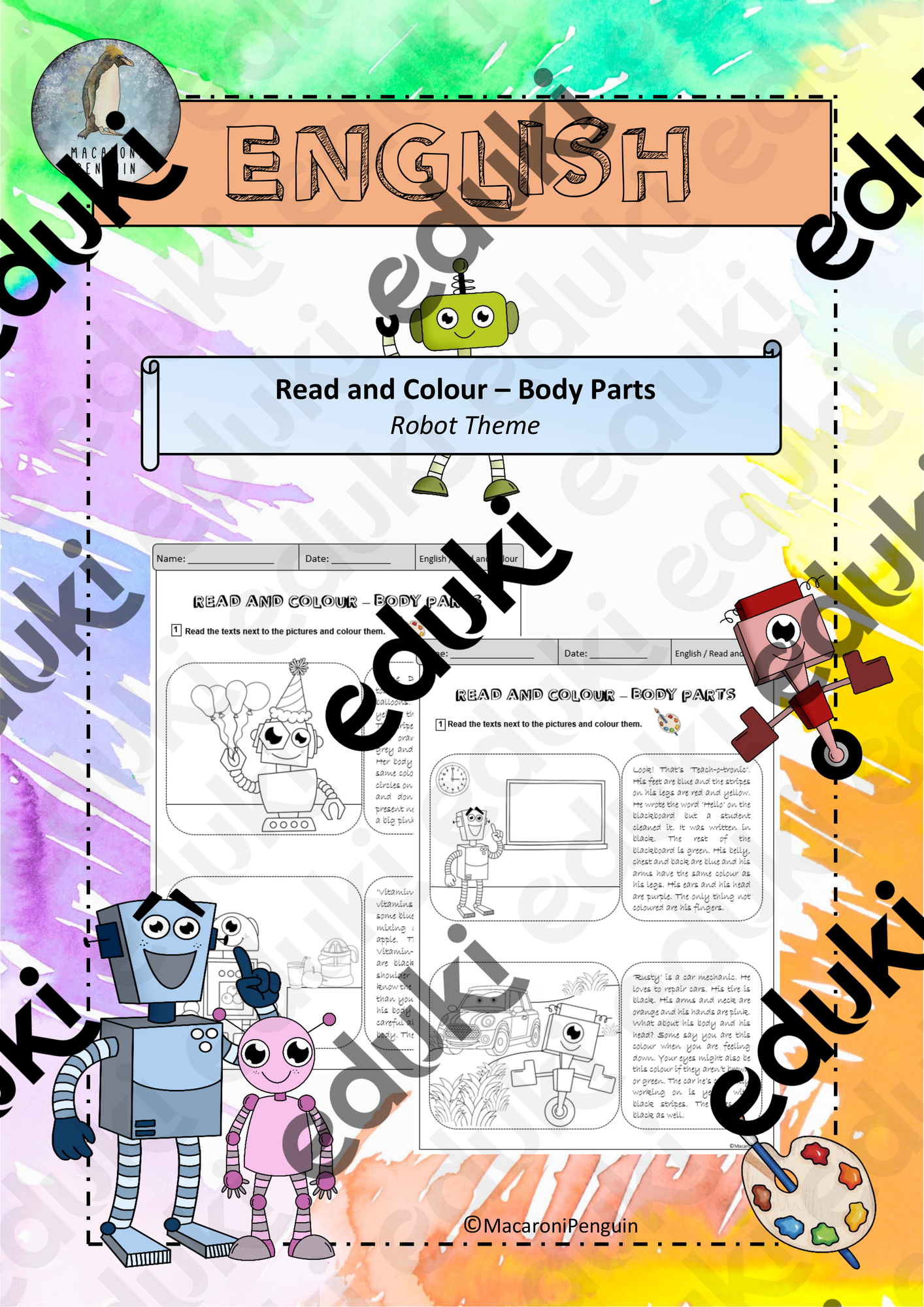 Read and Colour - Body Parts – Unterrichtsmaterial im Fach Englisch