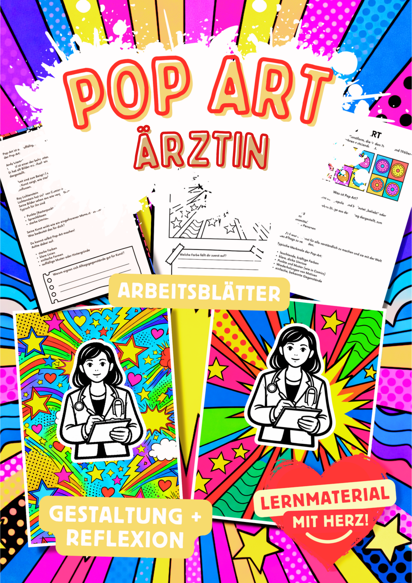 Ärztin POP ART Ausmalbilder – Unterrichtsmaterial im Fach