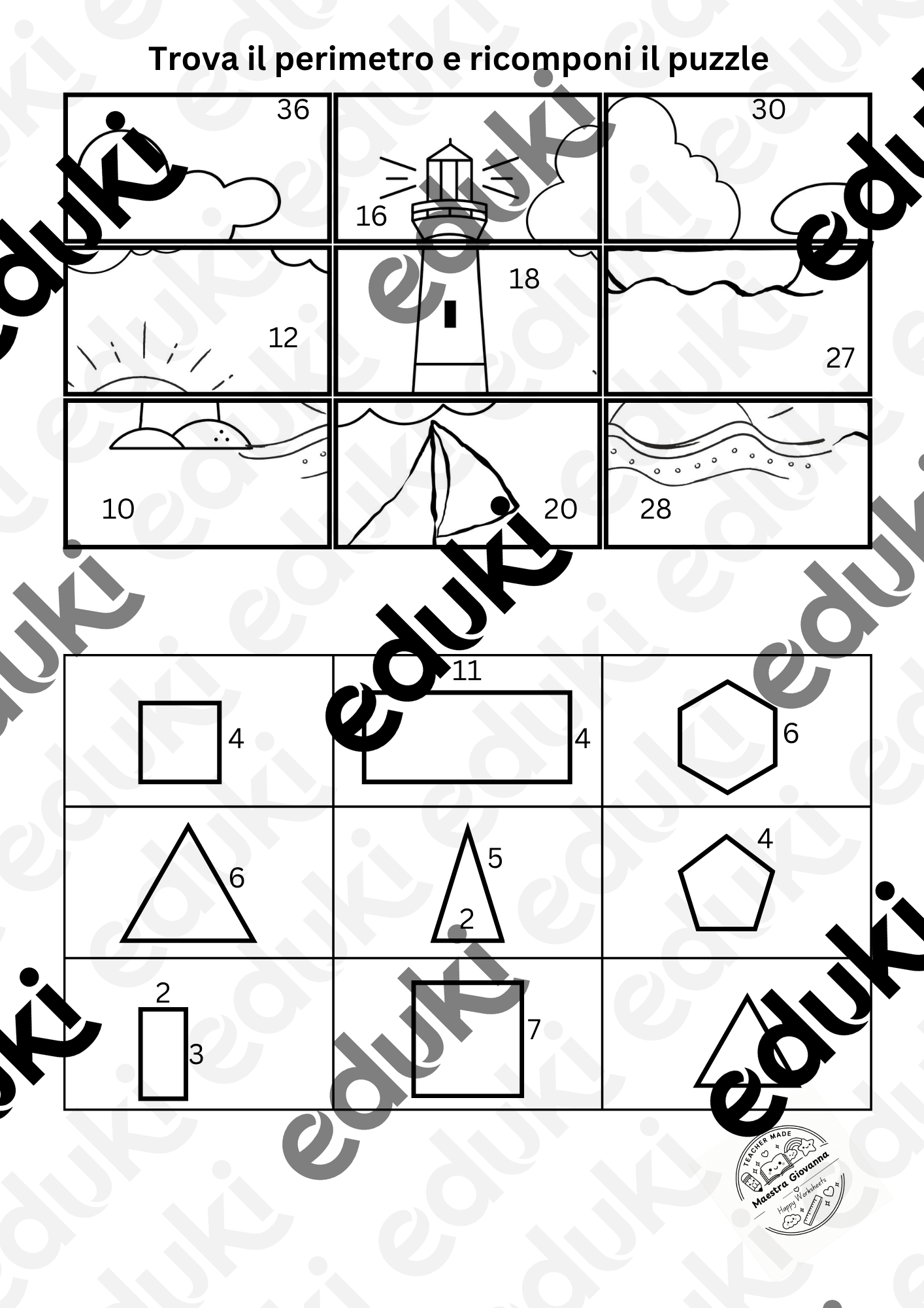 Trova il perimetro e ricomponi il puzzle! - Materiale didattico per la ...