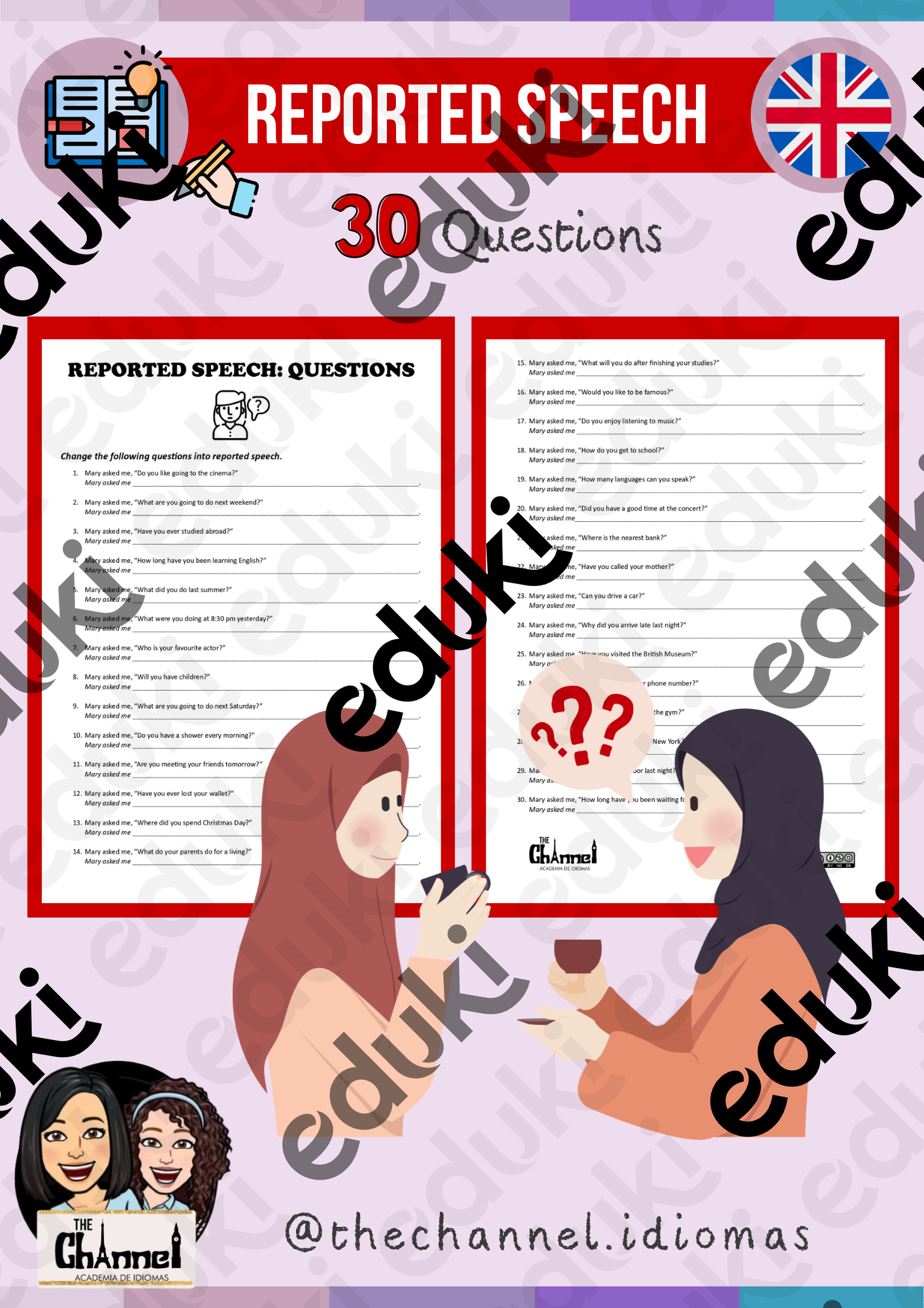 REPORTED SPEECH – Worksheet (30 Questions) - Ressource pédagogique pour ...