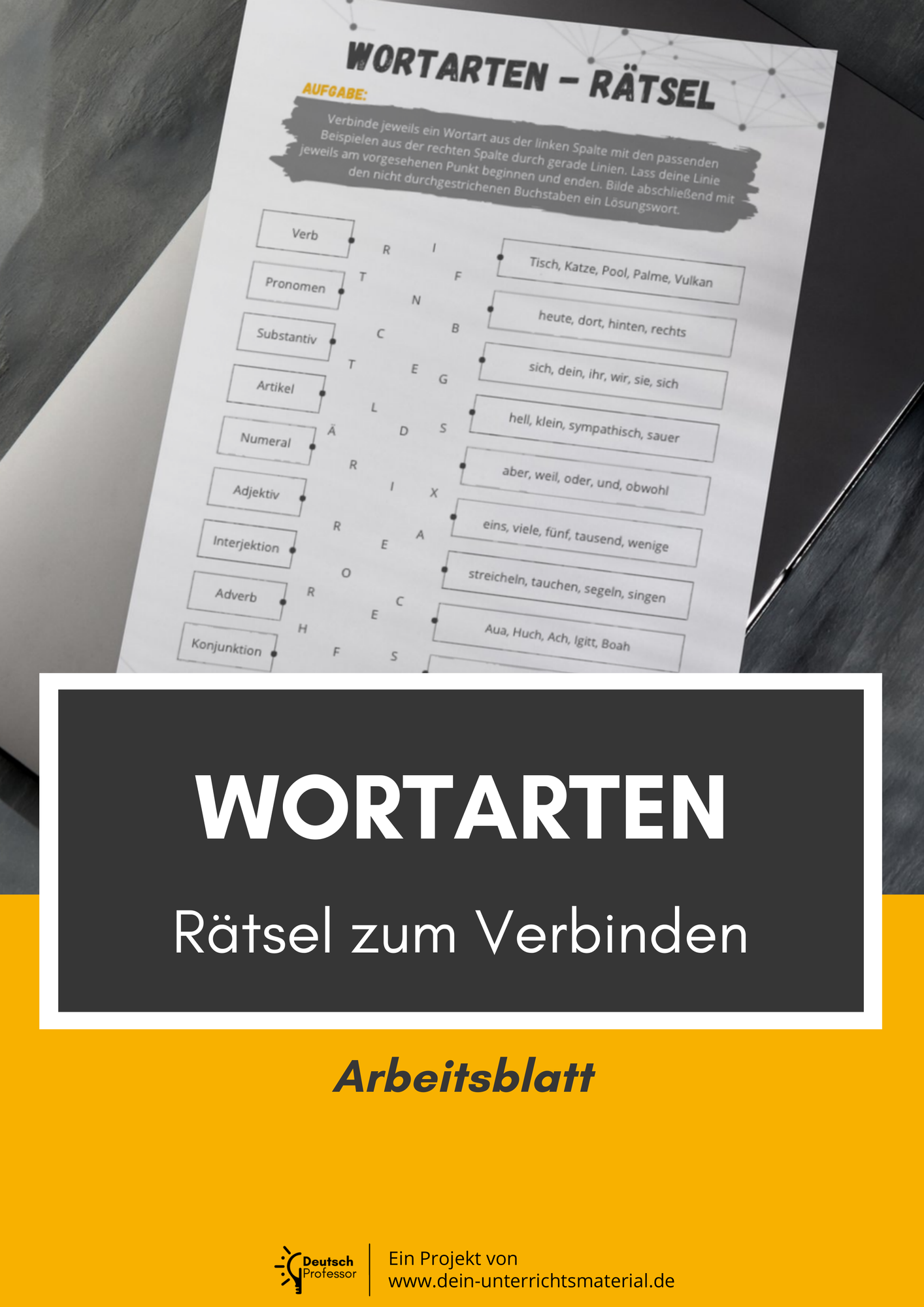 Wortarten - Rätsel zum Verbinden – Unterrichtsmaterial im Fach Deutsch