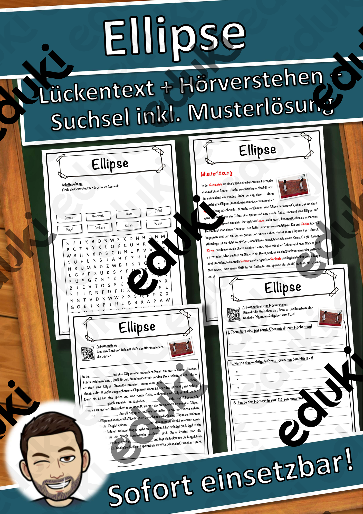 Ellipse Lückentext mit Wortspeicher Hörverstehen und Suchsel ...