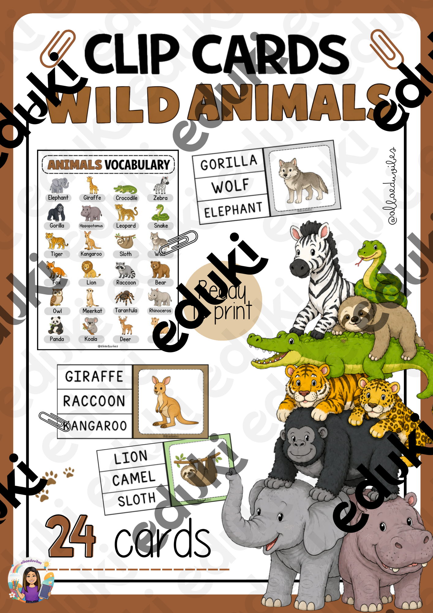 Wild animals (Clip cards) - material de la siguiente asignatura Inglés ...