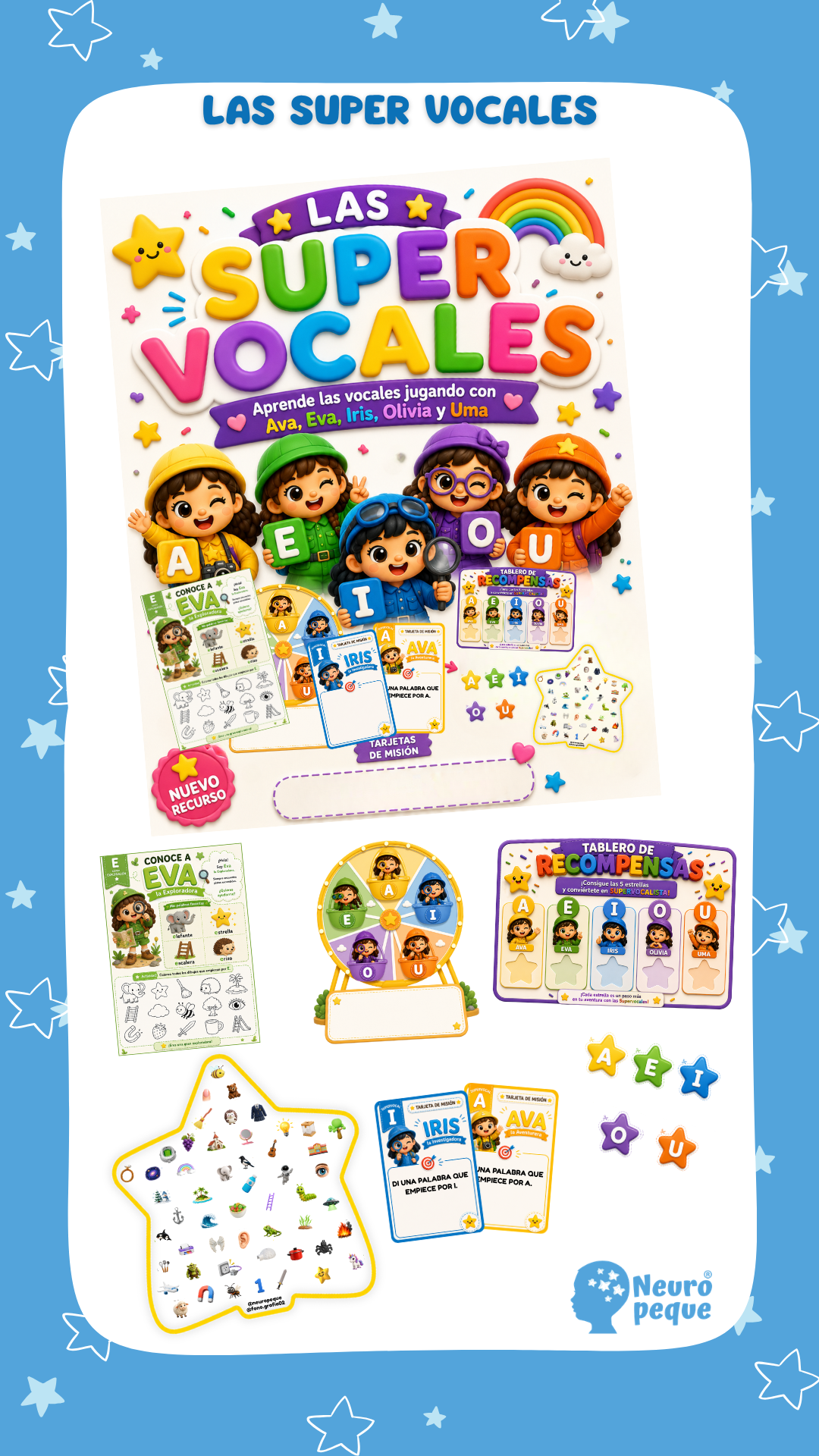 LAS SUPER VOCALES. JUEGO DE VOCALES COMPLETO - material didáctico de ...