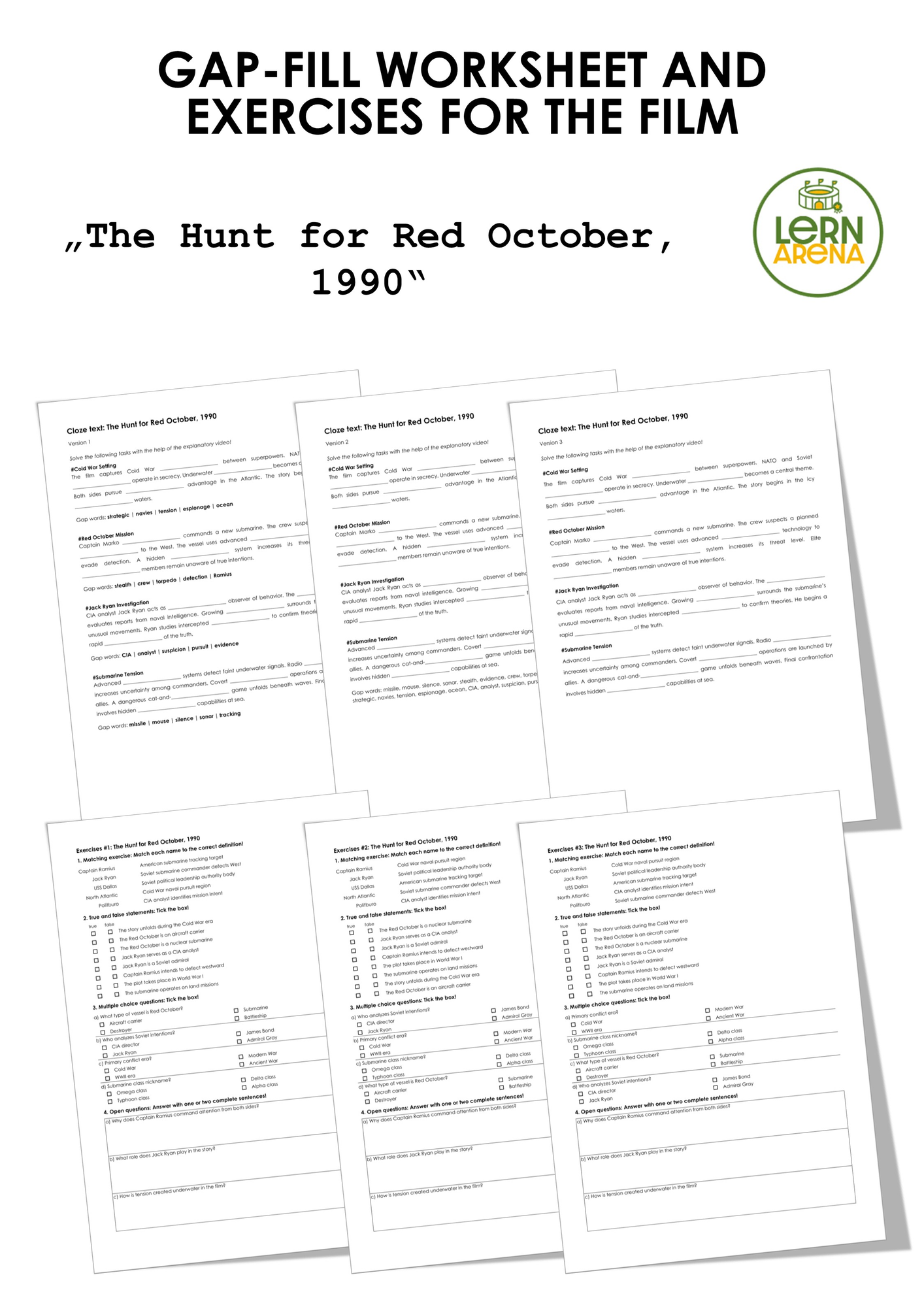 Arbeitsblatt / Worksheet "The Hunt for Red October, 1990 ...