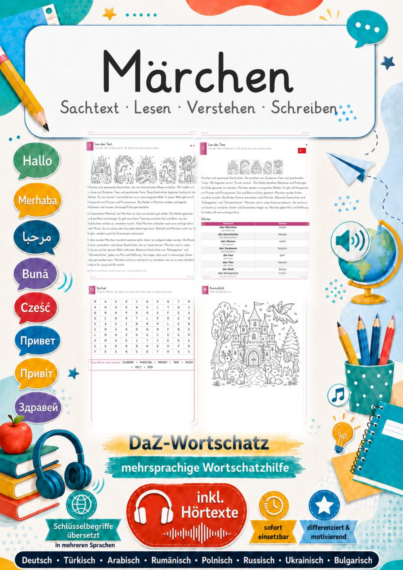 DaZ Märchen Hörverstehen Klasse 3 – Unterrichtsmaterial im Fach Deutsch