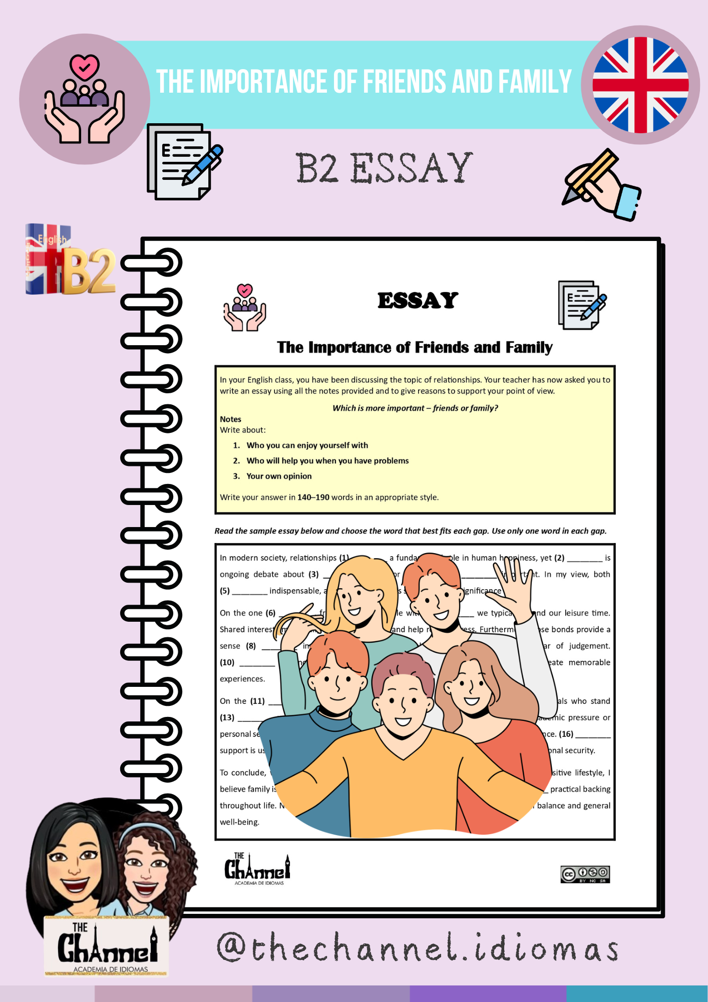 THE IMPORTANCE OF FRIENDS AND FAMILY – B2 Essay – Unterrichtsmaterial ...