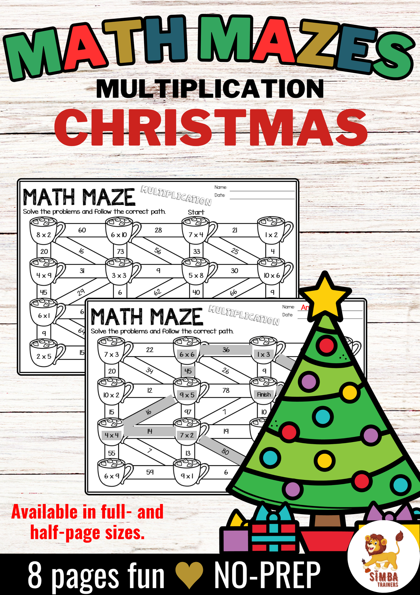 Math Maze - Multiplication (Christmas) | Navidad Multiplicación ...