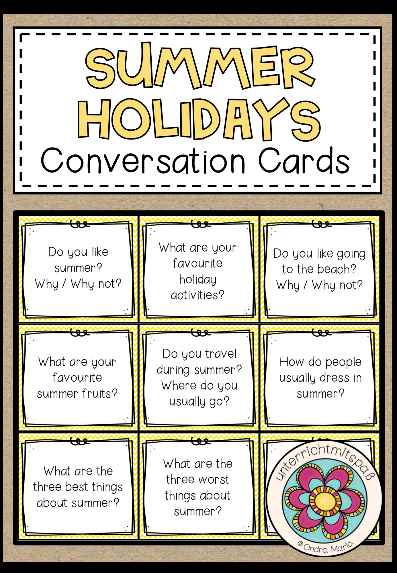 Summer Holidays - Conversation Cards – Unterrichtsmaterial im Fach Englisch