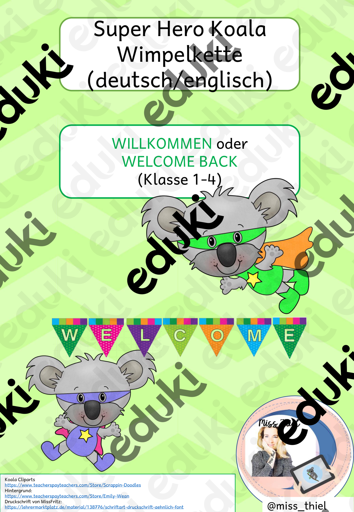 Wimpelkette "Welcome Back" Koala Super Heroes – Unterrichtsmaterial im ...