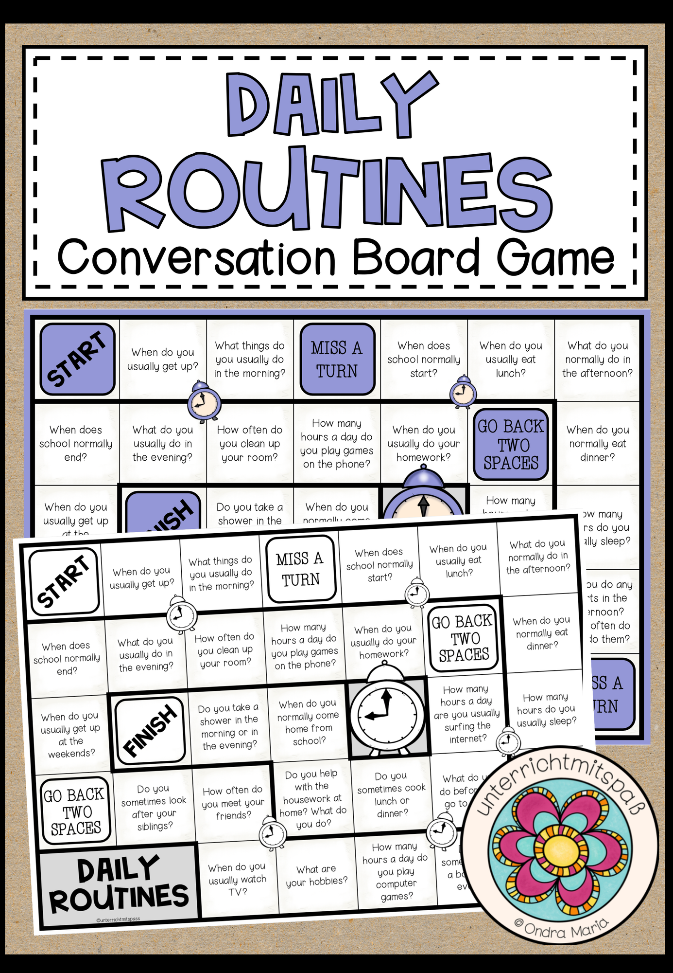 DAILY ROUTINES - Conversation Board Game – Unterrichtsmaterial im Fach ...
