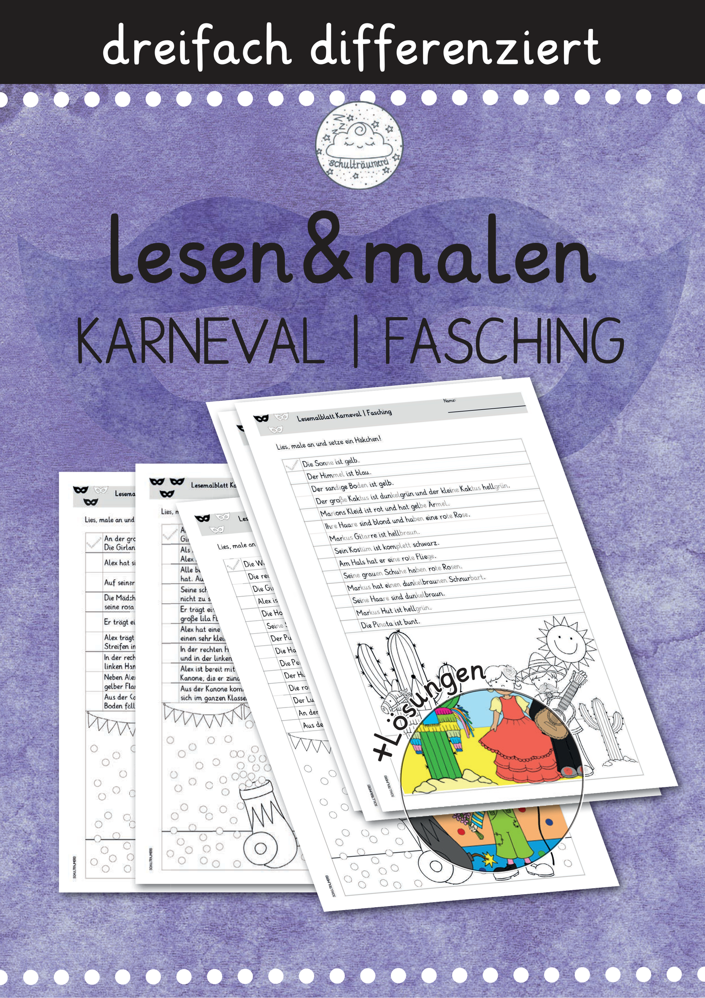 lesen & malen | Karneval | Fasching | Lesemalblätter ...