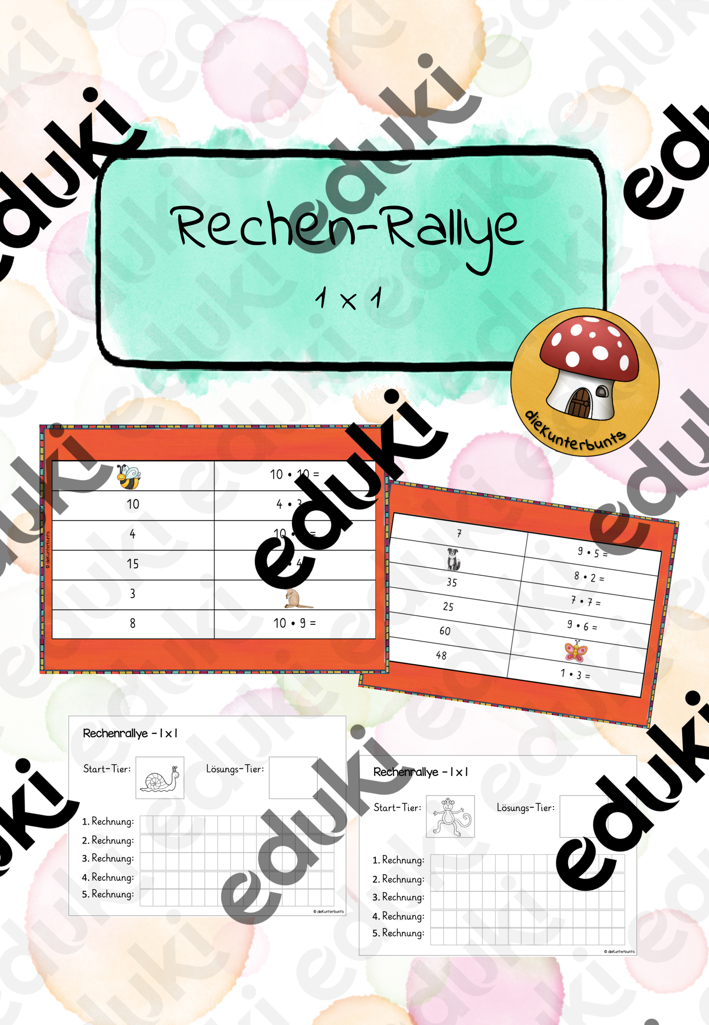 Rechen-Rallye - Einmaleins 1x1 – Unterrichtsmaterial im Fach Mathematik