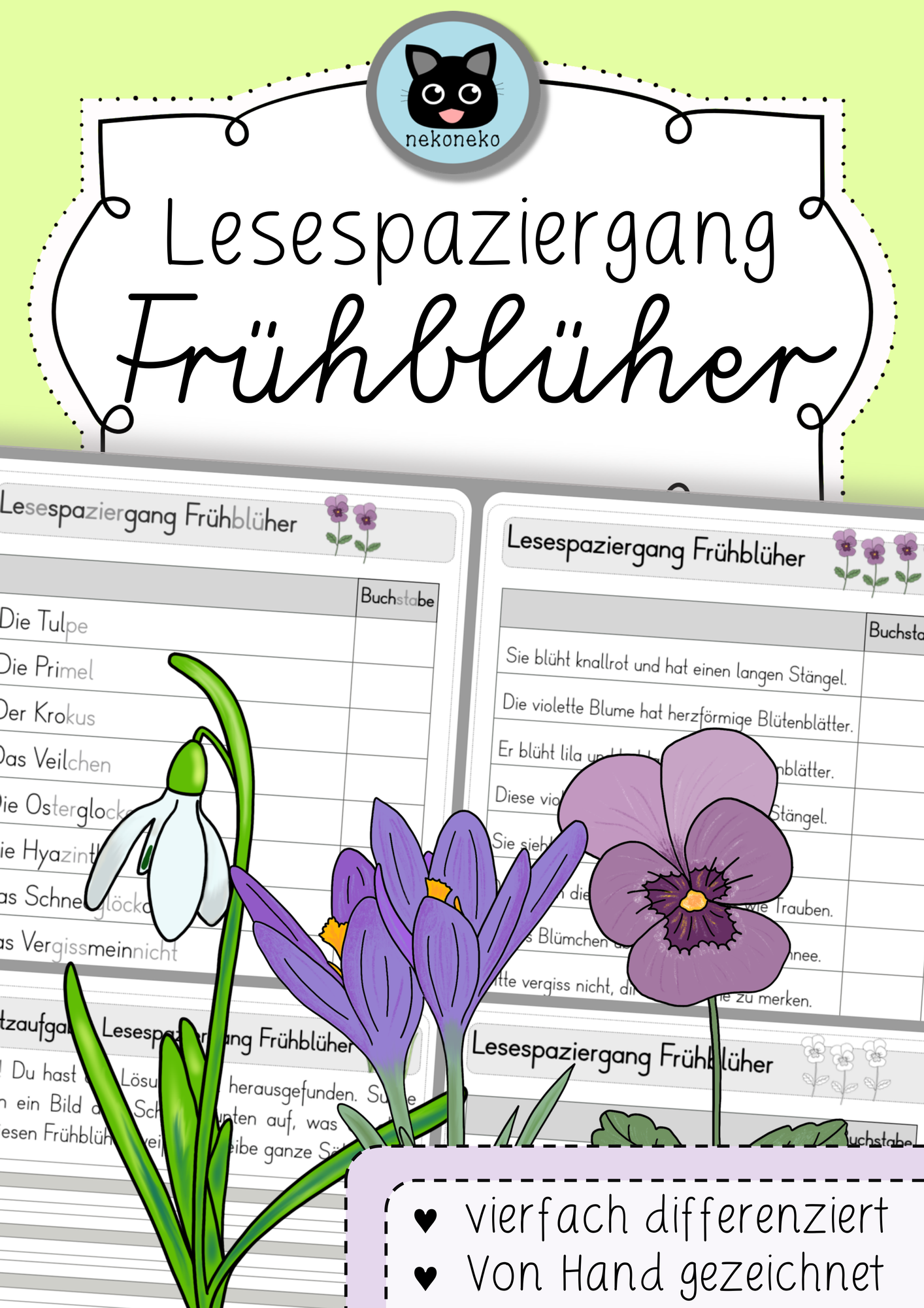 Lesespaziergang Frühblüher - ab Klasse 1 - vierfach differenziert ...