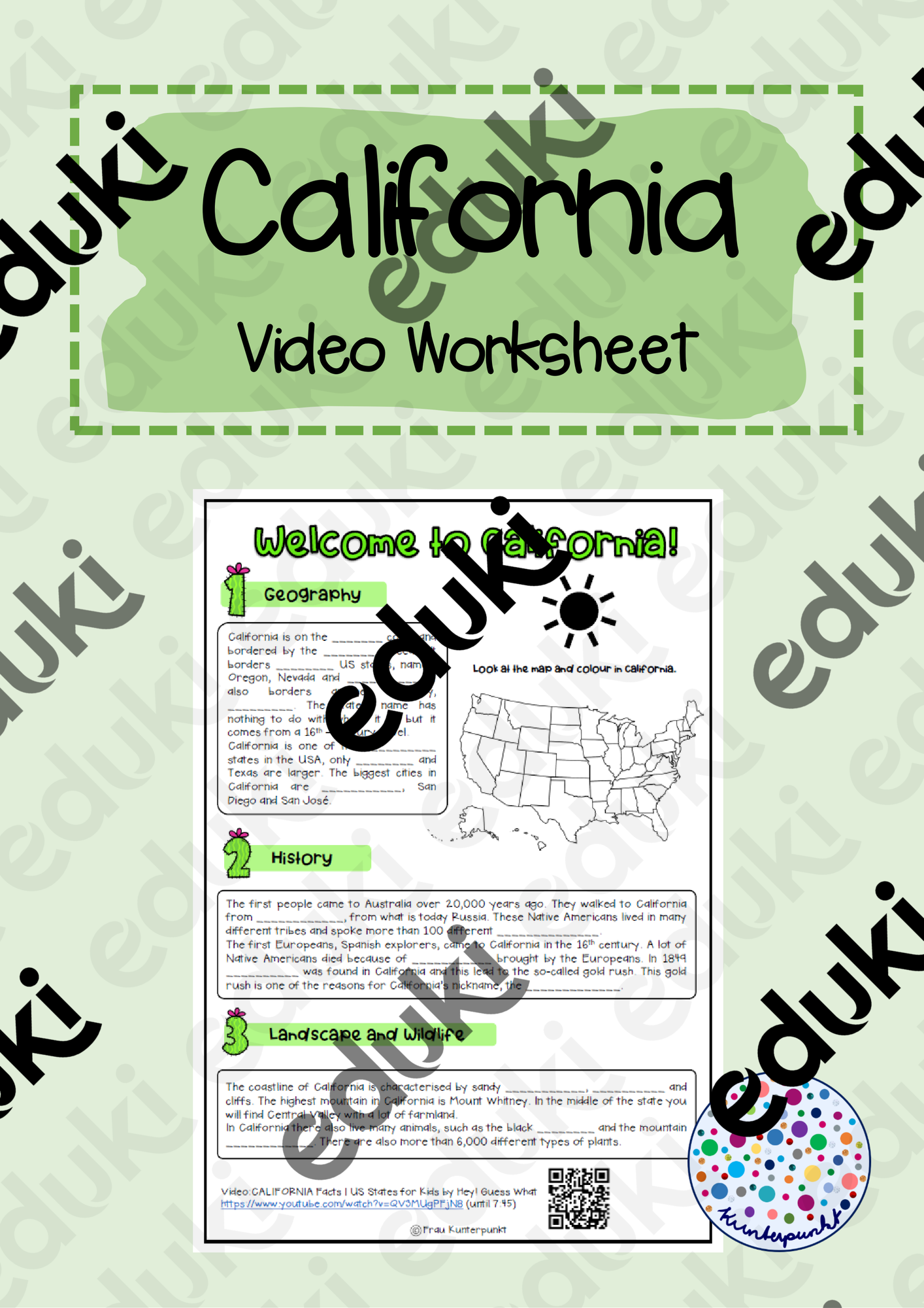 California - Video Worksheet (auch Homeschooling) – Unterrichtsmaterial ...