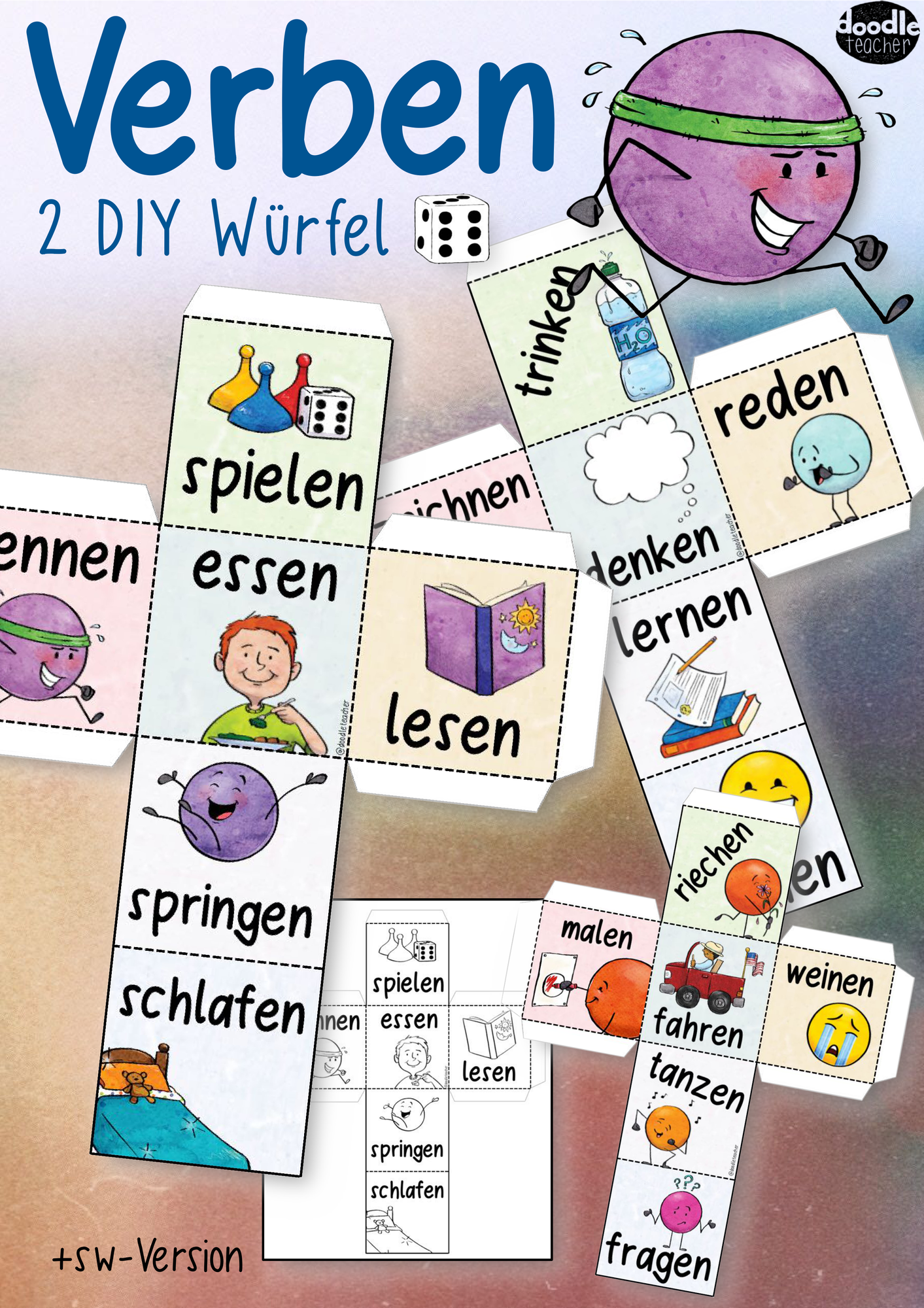 Verben - DIY Würfel zum Basteln (DaF DaZ) – Unterrichtsmaterial in den ...