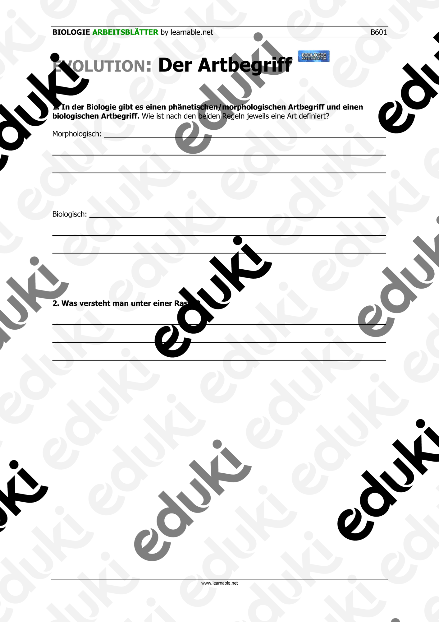 Materialpaket zur Evolution: Entstehung der Arten – Unterrichtsmaterial ...
