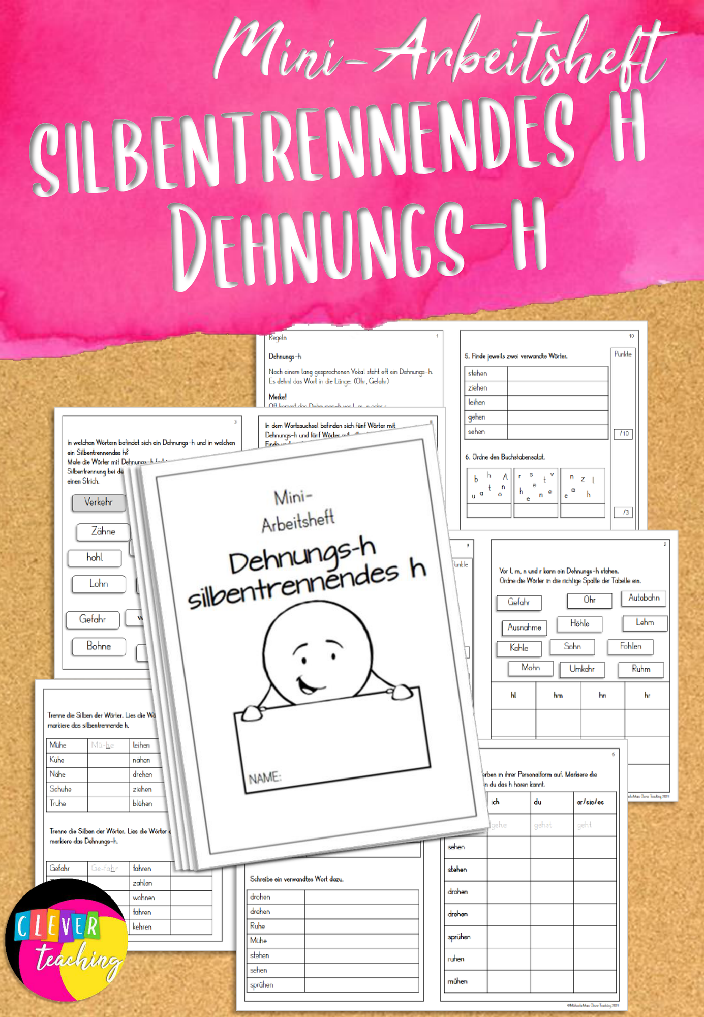 Dehnungs-h & silbentrennendes h Mini-Arbeitsheft – Unterrichtsmaterial ...